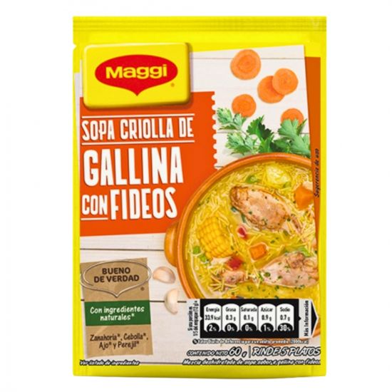 Maggi Hen Flavored & Noodle Soup Mix - Sopa Criolla Gallina Fideos 60g ...